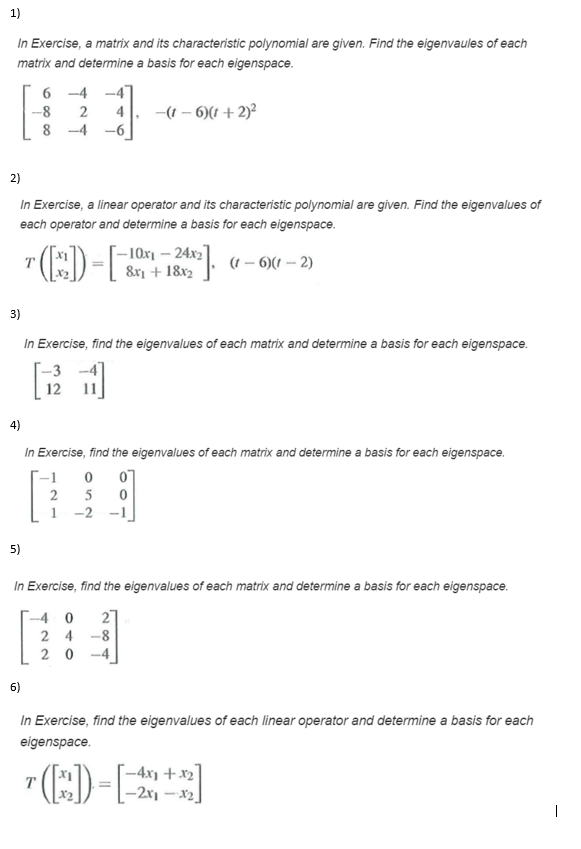 Solved In Exercise, a matrix and its characteristic | Chegg.com