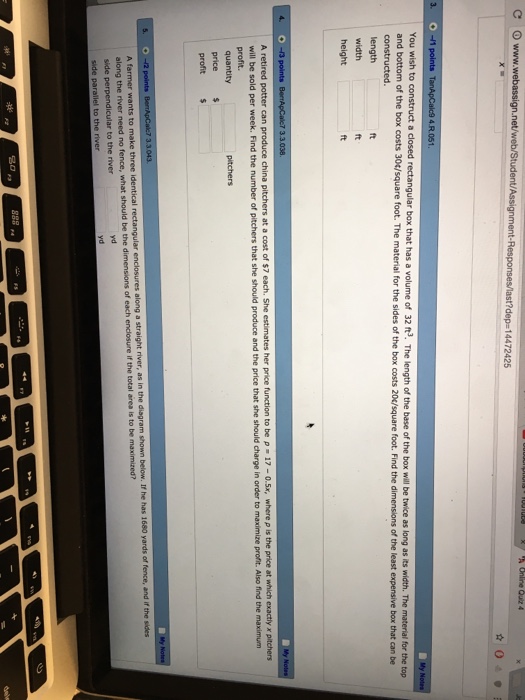 Solved Length width height. Quantity price profit | Chegg.com