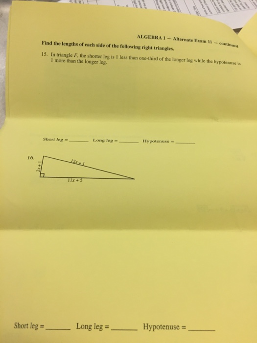 Solved Find the lengths of each side of the following right | Chegg.com