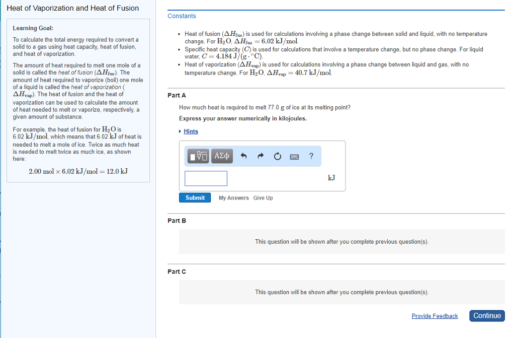 Solved Heat of Vaporization and Heat of Fusion Constants | Chegg.com