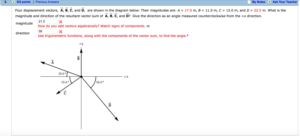 Solved Four displacement vectors, A vector, B vector, C | Chegg.com
