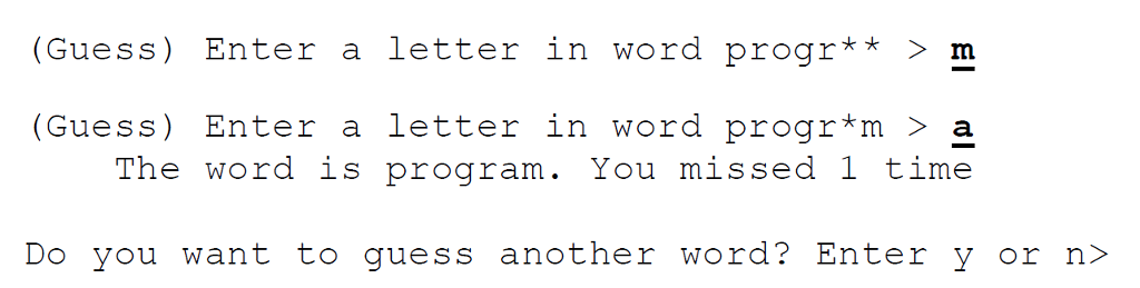Solved Sample run: (Guess) Enter a letter in word 〉 p | Chegg.com