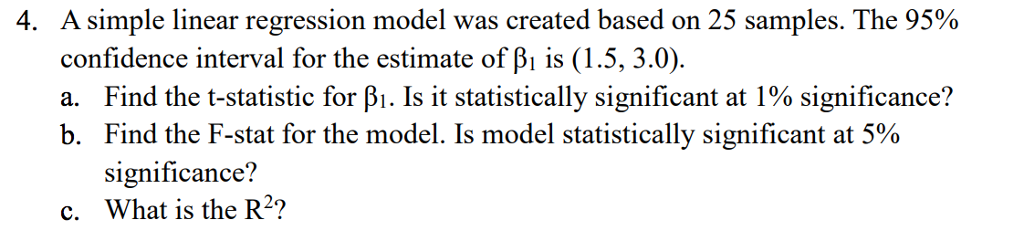 Solved A simple linear regression model was created based on | Chegg.com
