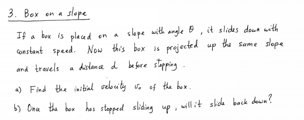 Solved If a box is placed on a slope with angle theta, it | Chegg.com