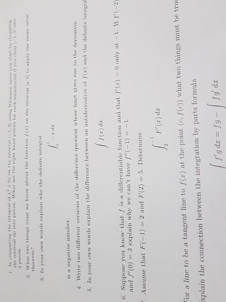 Solved 1. In computing the integral of 2 +3a on the interval | Chegg.com