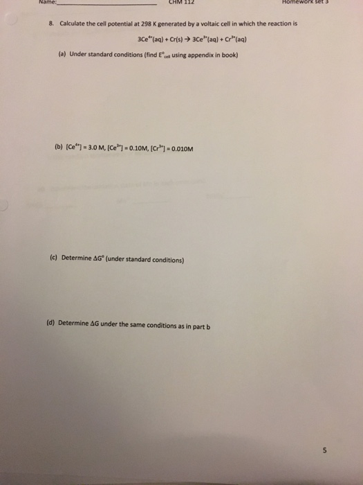 Solved Calculate The Cell Potential At 298 K Generated By A