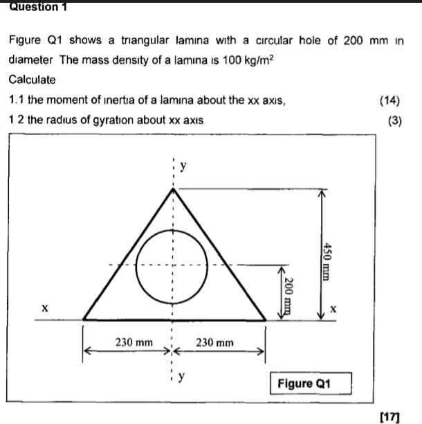 Solved Question 1 Figure Q1 shows a triangular lamina with a | Chegg.com