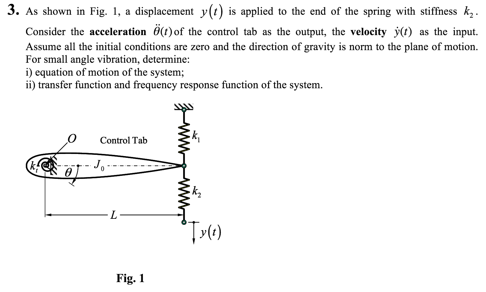 Solved As shown in Fig. 1, a displacement y[t) is applied to | Chegg.com