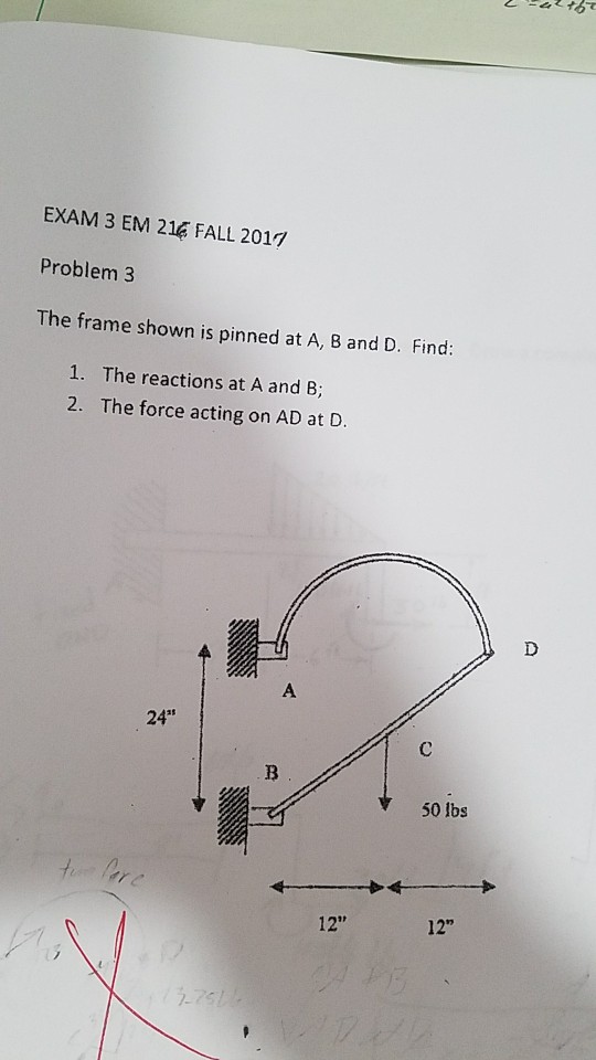Solved EXAM 3 EM 21 FALL 2017 Problem 3 The frame shown is | Chegg.com