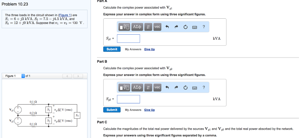 Solved Part A Problem 10.23 Calculate the complex power | Chegg.com