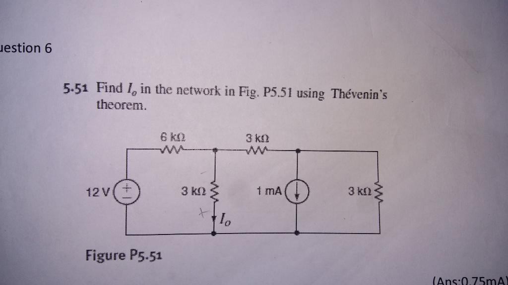 Solved estion 6 5-51 Find I, in the network in Fig. P5.51 | Chegg.com