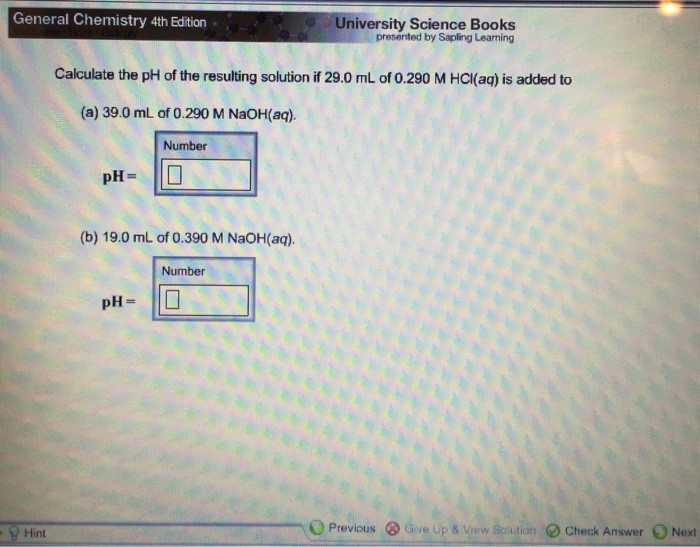 Solved Calculate the pH of the resulting solution if 29.0 mL | Chegg.com
