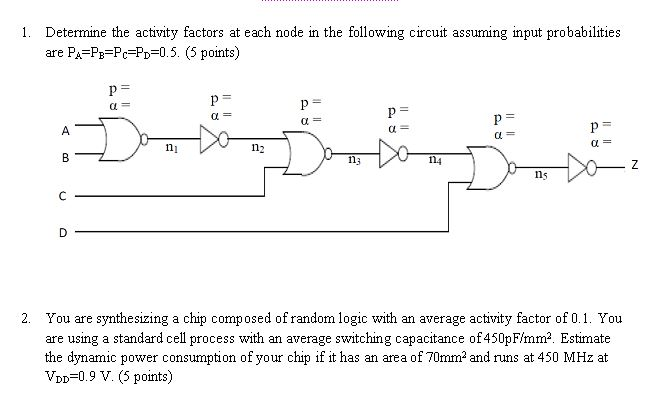 Solved Determine the activity factors at each node in the | Chegg.com