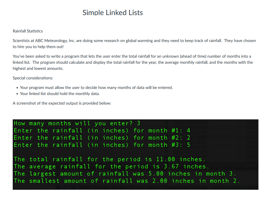Solved Rainfall Statistics Scientists at ABC Meteorology, | Chegg.com