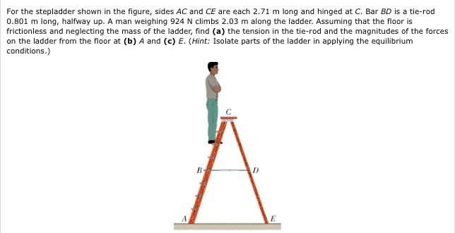 Solved For the stepladder shown in the figure, sides AC and | Chegg.com