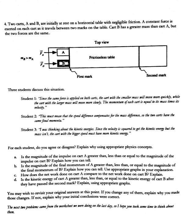 Solved Two carts, A and B, are initially at rest on a | Chegg.com
