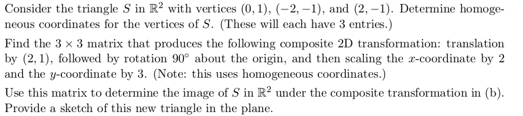 Consider the triangle S in R2 with vertices (0,1), | Chegg.com