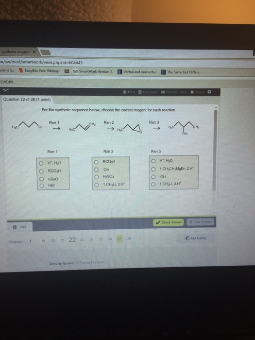 Solved For the synthetic sequence below, choose the correct | Chegg.com