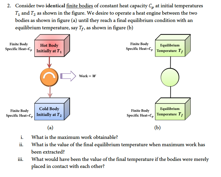 Consider two identical finite bodies of constant heat | Chegg.com