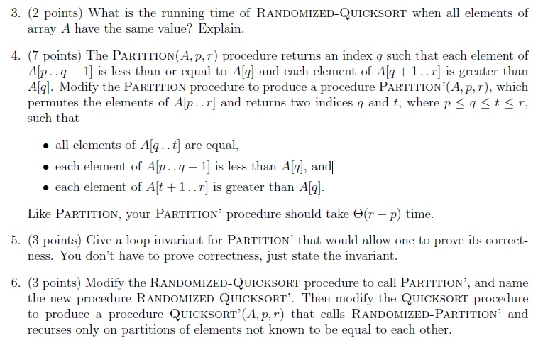 What is the running time of Randomized-Quicksort when | Chegg.com