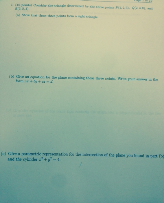 Solved Consider the triangle determined by the three points | Chegg.com