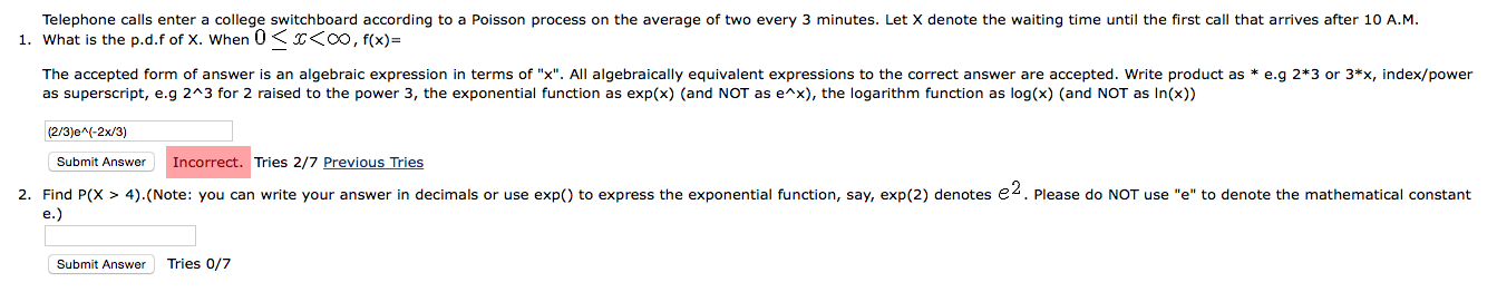 Solved Telephone calls enter a college switchboard according | Chegg.com
