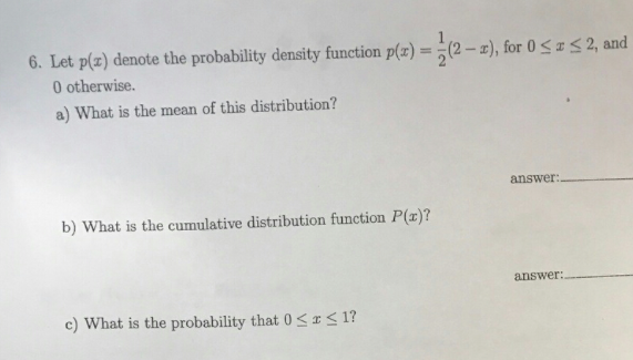 Solved Let p(x) denote the probability density function p(x) | Chegg.com