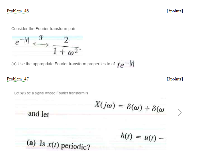 Solved Consider the Fourier transform pair e^-|t| | Chegg.com