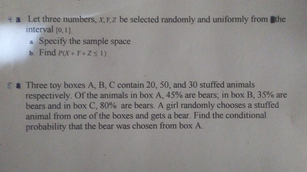 Solved Let three numbers. X,Y,Z be selected randomly and | Chegg.com