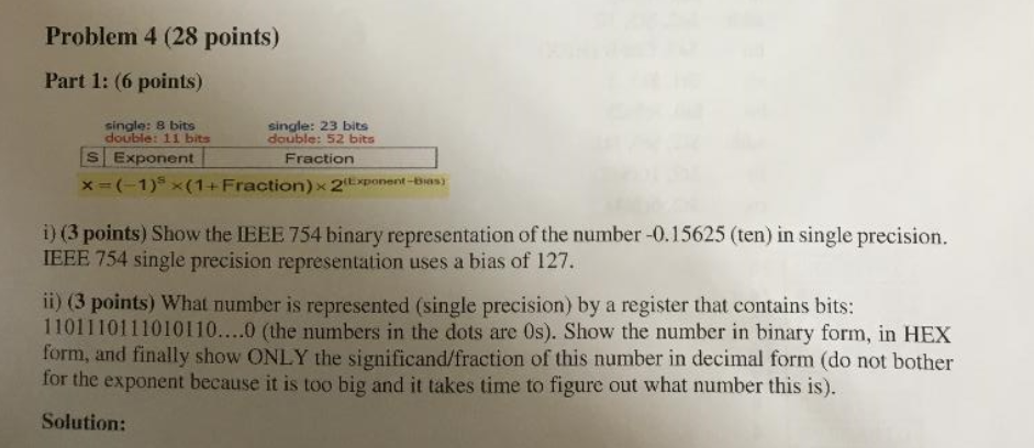Solved Problem 4 (28 points) Part 1: (6 points) single: 8 | Chegg.com