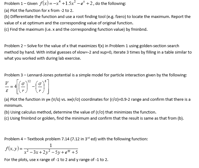 Solved Problem 1- Given fx)--x+1.5x+2, do the following: (a) | Chegg.com