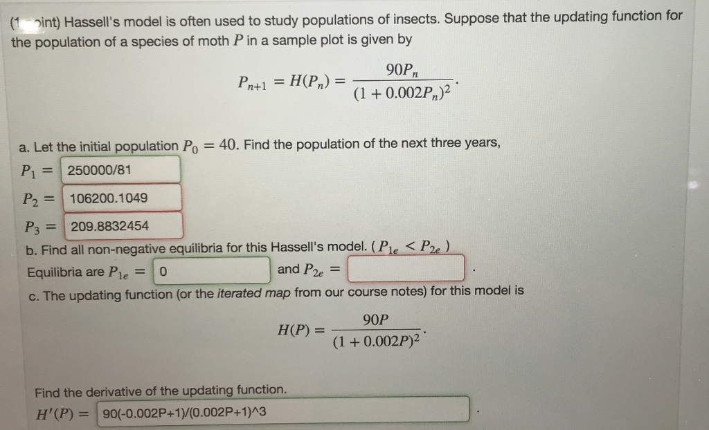 Solved Hassell's model is often used to study populations of | Chegg.com