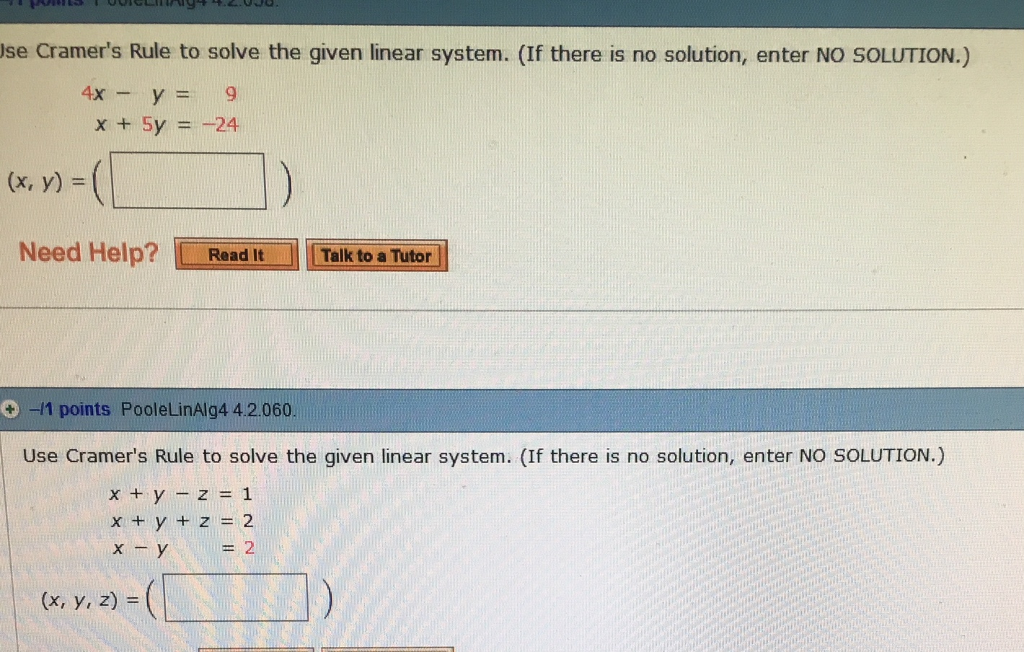 Solved se Cramer's Rule to solve the given linear system. | Chegg.com