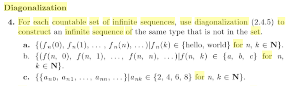 Solved Diagonalization 4. For each countable set of infinite | Chegg.com