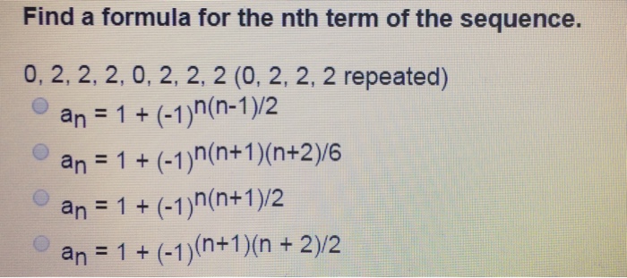Find a formula for the nth term of the sequence. 0, | Chegg.com