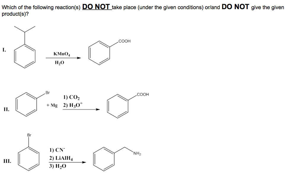 Solved Which of the following reaction(s) DO NOT take place | Chegg.com
