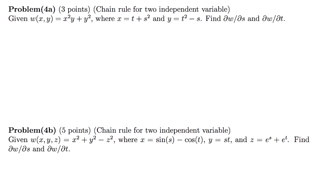 Solved Problem(4a) (3 points) (Chain rule for two | Chegg.com
