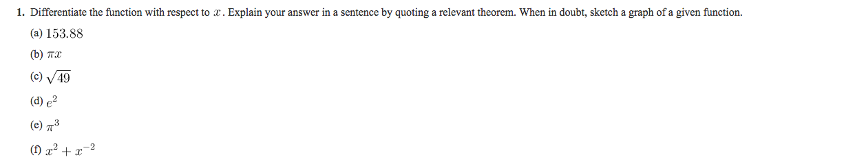 Solved 1. Differentiate the function with respect to x. | Chegg.com