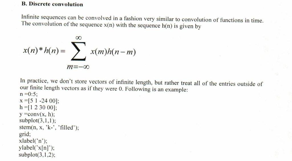 Solved B. Discrete convolution Infinite sequences can be | Chegg.com
