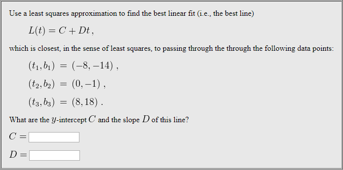 Solved Use a least squares approximation to find the best | Chegg.com
