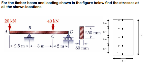 Solved For the timber beam and loading shown in the figure | Chegg.com