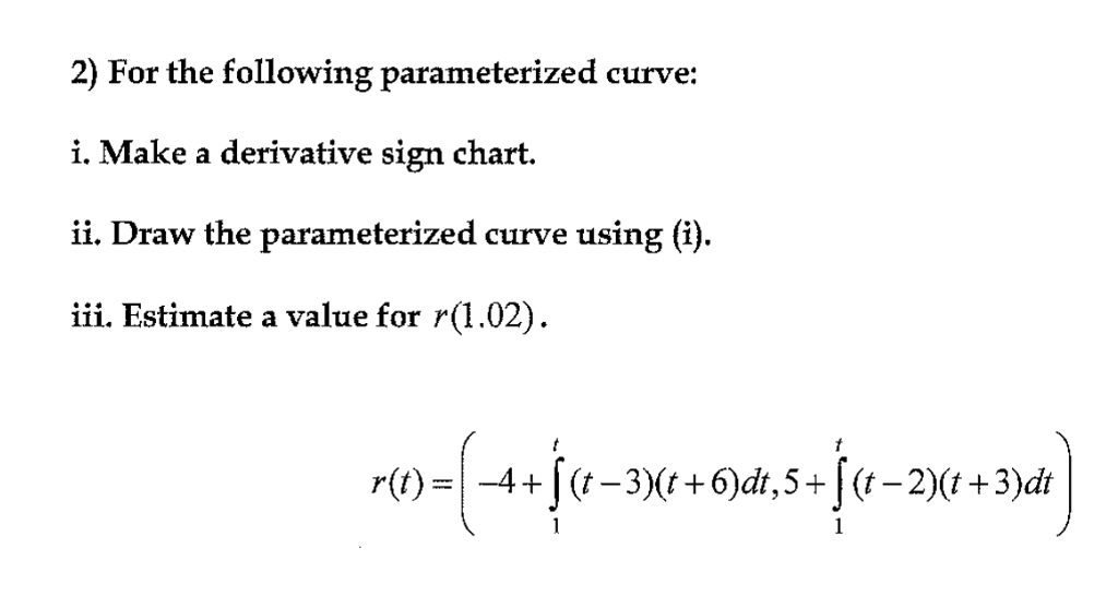 Solved For the following parameterized curve: Make a | Chegg.com