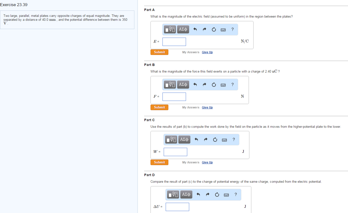 Solved Two large, parallel, metal plates carry opposite | Chegg.com