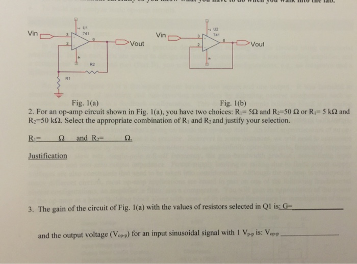 Solved For an op-amp circuit shown in Fig. 1(a), you have | Chegg.com