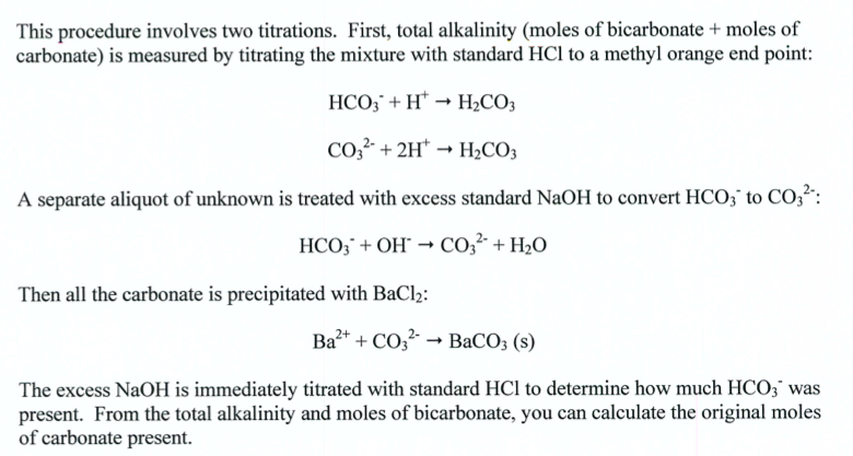 Solved Analysis of a Mixture of Carbonate and | Chegg.com