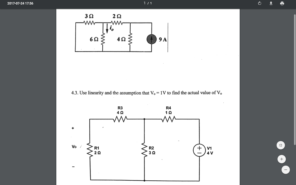Solved Use linearity and the assumption that V_o = 1V to | Chegg.com