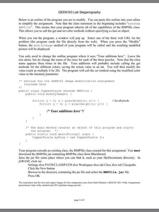 Solved GEEN163 Lab Steganography This assignment requires | Chegg.com
