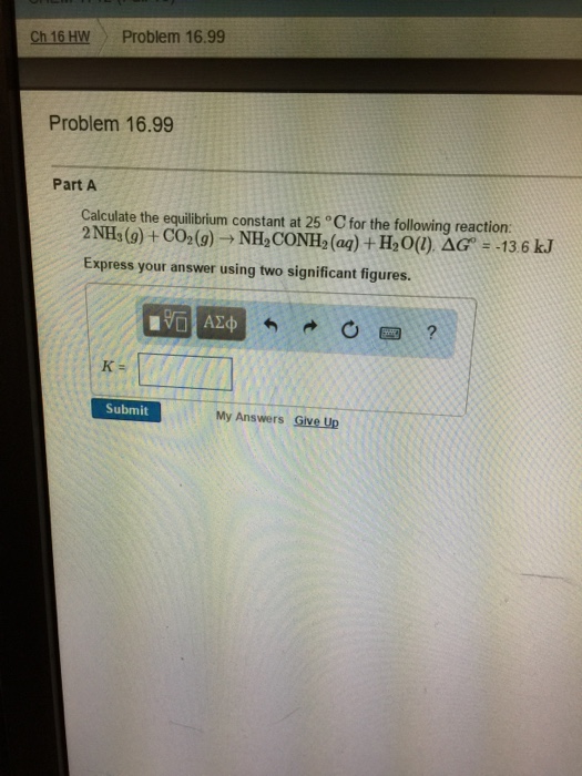 Solved Calculate The Equilibrium Constant At 25 Degree C For