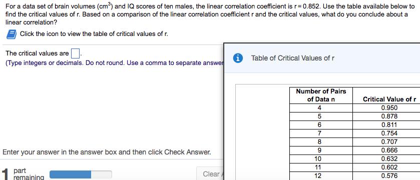 For a data set of brain volumes (cm3) and IQ scores | Chegg.com