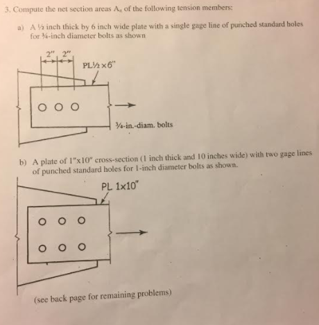 Solved 3. Compute the net section areas A of the following | Chegg.com